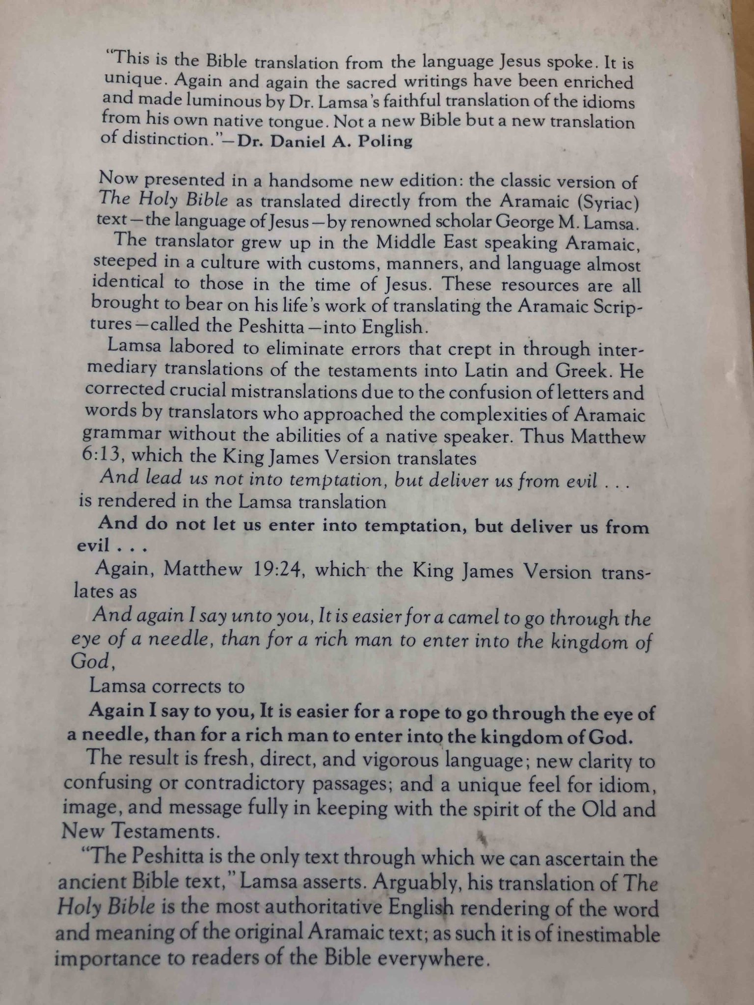 Aramaic Bible Complete: George Lamsa – JTOD – Jerusalem Tabernacle Of David